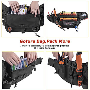 Goture Fishing Bag, Fishing Tackle Bag with Rod Holder, Water-Resistant Fishing Backpack Tackle Sling Bag, Fly Fishing Fanny Pack Storage, Fishing Tackle Box for Fishing Gear,Fishing Gifts for Men