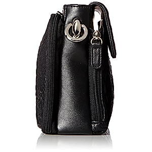 GTM Gun Tote'n Mamas Concealed Carry Rose Embroidered Lambskin Cross-Body Shoulder Bag, Black, Medium