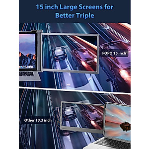 FOPO 15" Laptop Monitor Extender, Triple Monitor for 15-17.3" Laptop,1080P FHD Tri-Screen Monitor Extender with HDMI, Plug & Play, Compatible with Windows, Mac, Support Laptop/Xbox/Switch - S17