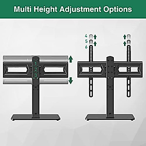 MOUNT PRO Swivel Universal TV Stand/Base - Table top TV Stands for 37 to 70 Inch LCD LED TVs - 9 Levels Height Adjustable TV Mount Stand with Tempered Glass Base, Holds up to 88lbs, Max VESA 600x400mm