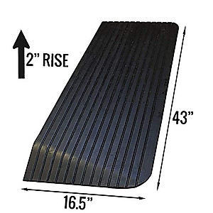RK Safety RK-RTR03 2" Rise Solid Rubber Power Wheelchair Scooter Threshold Ramp (1 Pc)