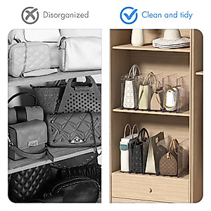 Generic Purse Organizer for Closet Plastic Shelf Dividers Organizer for Vertical Purse Handbag Sweater Shirts in Pantry Bedroom 2 Pack Clear
