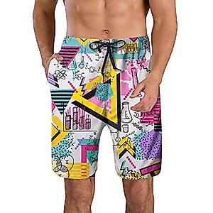 Pant Bathing Suit Mens 80s 90s Swim Shorts Retro Fun Novelty Party Shorts Mesh Lined Quick Dry Mens Swim Trunks No Liner White