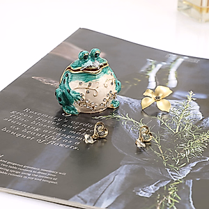 ELLDOO Mini Frog Trinket Box, Metal Enameled Decorative Box Ring Earrings Jewelry Organizer, Figurine Collectable Keepsake Home Decor