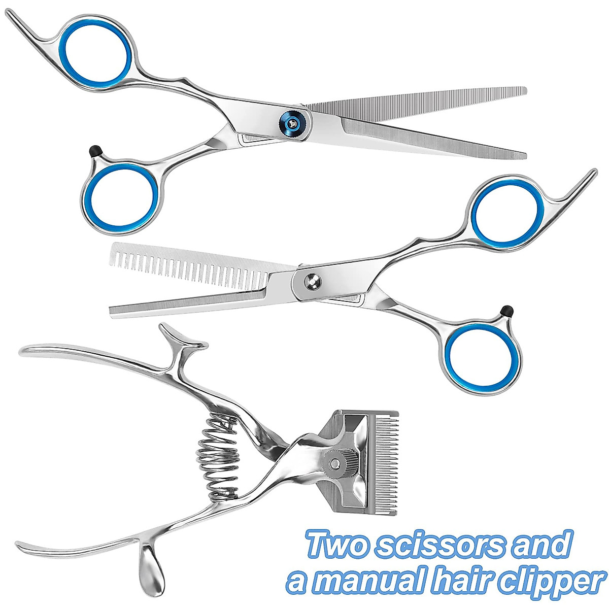 PIAOPIAONIU Manual Clippers Haircut Old Fashion Hand Hair Clipper With 2 Hair Cutting Scissors,Portable Hand Push Haircut Low Noise Non-Electric Hair Cutter for Hair Removal