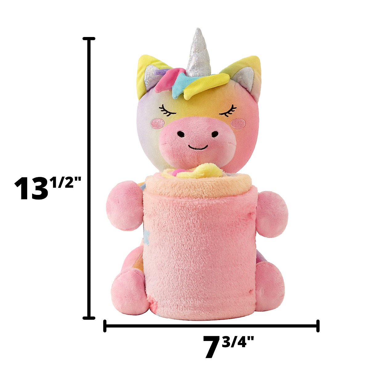 Girl's Unicorn Stuffed Animal Plush Blanket Set - Kids, Security Throw, Snuggle Pet & Comfort Sleeping Toy, Pink