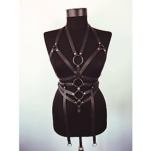 Punk Leather Chest Body Chain Sexy Harness Waist Chains Nightclub Party Rave Belt Belly Bra Jewelry Accessories for Women