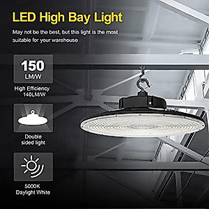 UFO LED High Bay Light 240W 36,000LM AC100-277V Up and Down Lighting 0-10V Dimmable 5000K Daylight Low Bay LED Lights UL/DLC Listed 6' Cable Alternative to 1000W MH/HPS for Garage Factory Warehouse