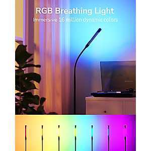 ULG 【Upgrade】 Double Side LED Floor Lamp, Tall 360° Adjustable Gooseneck Standing Reading Lamp for Bedroom, RGB & Dimmable Bright Task Light with 3000K-6500K Color Temps, Eyelash LED Floor Light