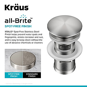 KRAUS Pop-Up Drain for Bathroom Sink with Overflow in Spot-Free Stainless Steel, PU-11SFS