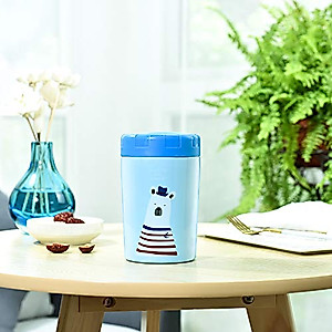 Thermos food jar - Food thermos for hot food - Leakproof vacuum insulated hot food jar for kids and adults with spoon - Soup Thermos - 13.5 Oz 400ml (Blue)