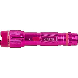 VIPERTEK VTS-T03 Aluminum Stun Gun for Self Defense Rechargeable with LED Flashlight, Pink