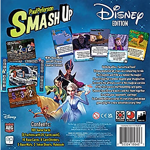 USAOPOLY Smash Up: Disney Edition | Featuring Disney Characters from Frozen, Big Hero 6, The Lion King, Aladdin, The Nightmare Before Christmas, & More | Standalone Smash Up Game