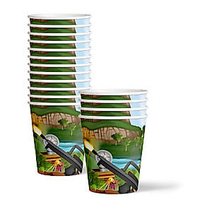 Fort nite Party Supplies - Battle Gamer Birthday - Fortnight Video Game Party Decorations | Disposable Tableware Set Includes Plates Napkins Cups | Kit for 16