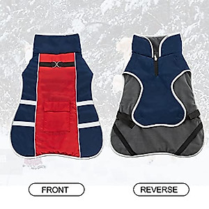 JOYELF Winter Warm Dog Coat, Reflective Waterproof Dog Jacket with Harness Traction Belt, Adjustable Size Windproof Dog Vest Warm Dog Apparel for Small to Medium Dogs - Medium Size