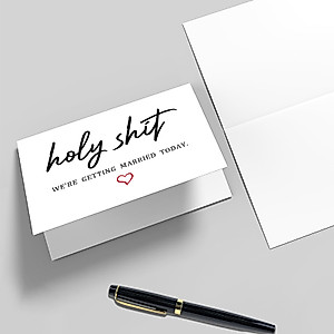 Qiliji Funny Wedding Day Card, Groom Bride Wedding Day Vows Card, To My Husband Wife On Our Wedding Day Card, Holy Shit We're Getting Married Today
