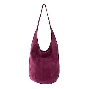 The Sak 120 Hobo Bag in Crochet - Large Women's Purse & Shoulder Bag for Everyday Travel - Durable Handbag With Back Zipper Pocket and Magnetic Snap Closure - Leather/Currant Suede