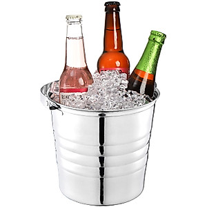 Elsjoy 3 Quart Stainless Steel Ice Bucket with Handle, Champagne Bucket Wine & Beer Chiller Metal Beverage Tub for Drinking, Bar, Party, Picnic