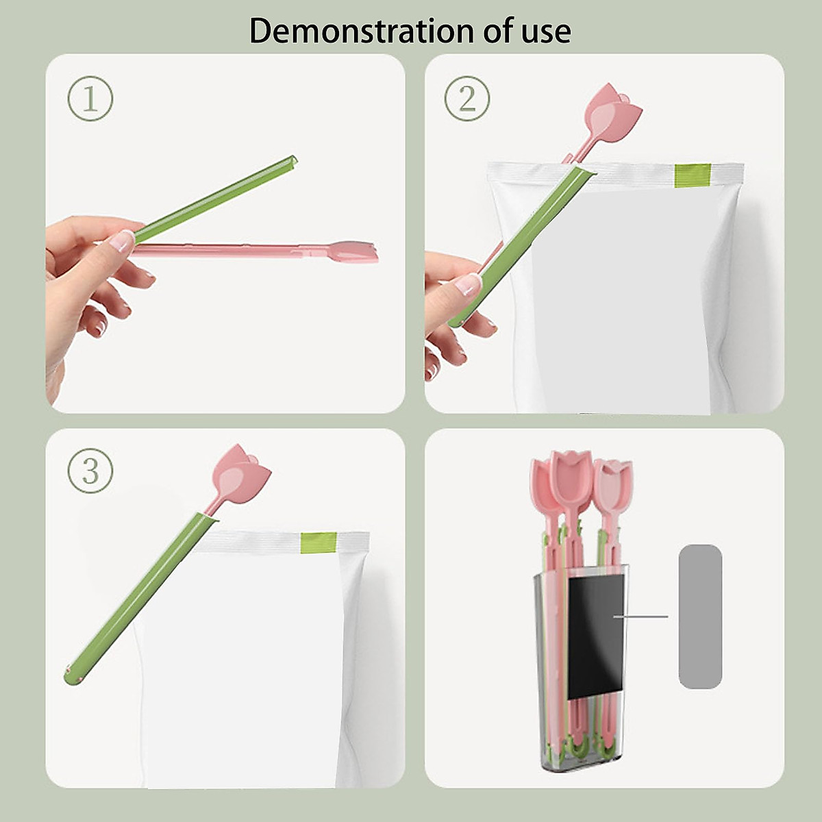 SUNFECILI 15pcs Magnetic Refrigerator Sealing Clip,Cute Tulip Shaped Food Packages Clips,Sealing Clip Bag Plastic Bag Chip Clips,Multi Functional Food Freshness Bag Clip with Storage Box