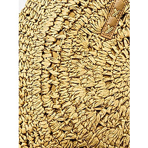 Seamido Straw Bag Handwoven Beach Bags Corn Straw Tote Woven Shoulder Bag For Women (Khaki, Pattern)