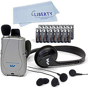 ELITE PACKAGE: PockeTalker Ultra w/Headphone, FREE Dual & Single Earbuds, FREE Year Supply of Batteries & Liberty Microfiber Cloth