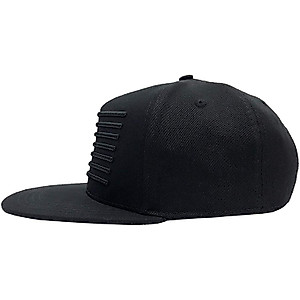 Uphily Black USA American Flag Flat Brim Bill Hat High Profile Patriotic Snapback Baseball Cap for Men or Women