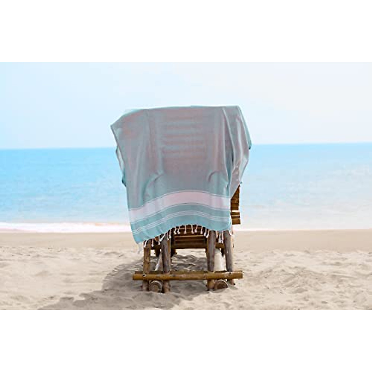 LANE LINEN 100% Cotton Beach Towel with Bag 2 Pack Towels Oversized 39"x71" Pool Highly Absorbent Extra Large Quick Dry Travel Towel - Aqua