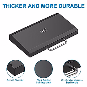 SafBbcue 28 Inch Griddle Hinged Lid for 28" Blackstone Top Griddle Accessories Griddle Hard Cover Hood with Thermometer Fits Blackstone 1517 1803 1839 1853 Grill