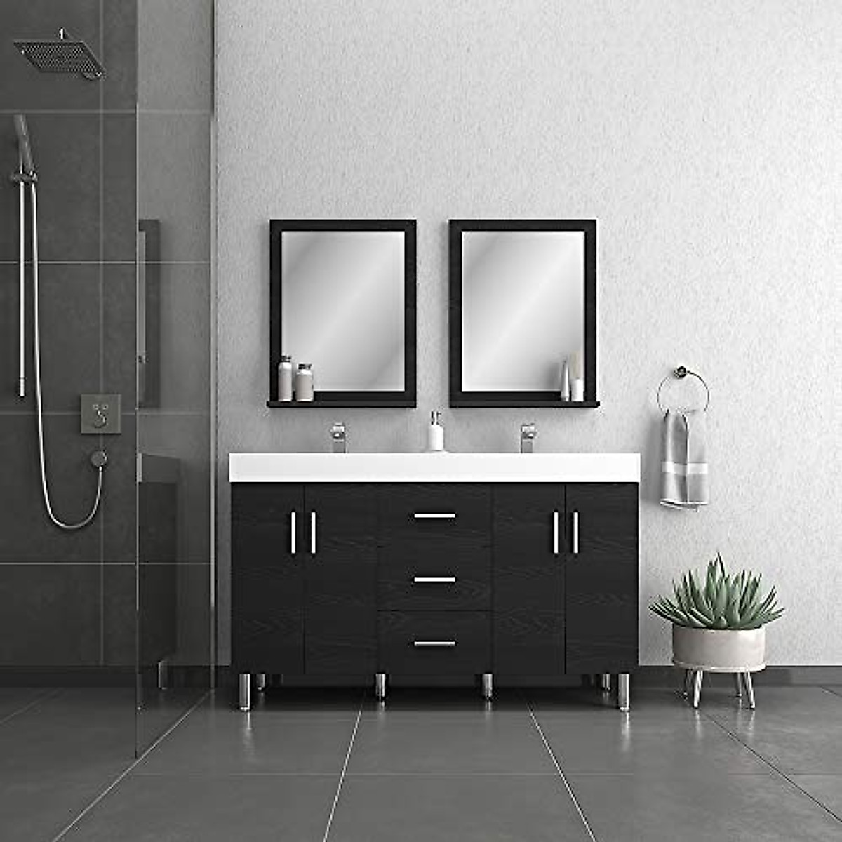 Alya Bath Ripley Bathroom Vanity, 60", Black