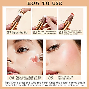 NewBang 3pcs Contour Beauty Wand Blush Highlighter Contouring Stick Set With Cushion Applicator Liquid Cream Face Rouge Bronzer Luminizers Pen Trio Smooth Blendable Moisturizing Waterproof Makeup