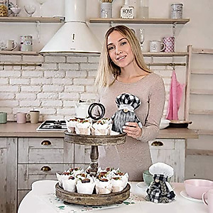 CiyvoLyeen Kitchen Chef Gnomes Decorations Set Buffalo Plaid Gnomes Couples Gifts Farmhouse Home Decor Handmade Tomte Gnomes Scandinavian Decor Plush Couples Christmas Household Ornaments Set of 2