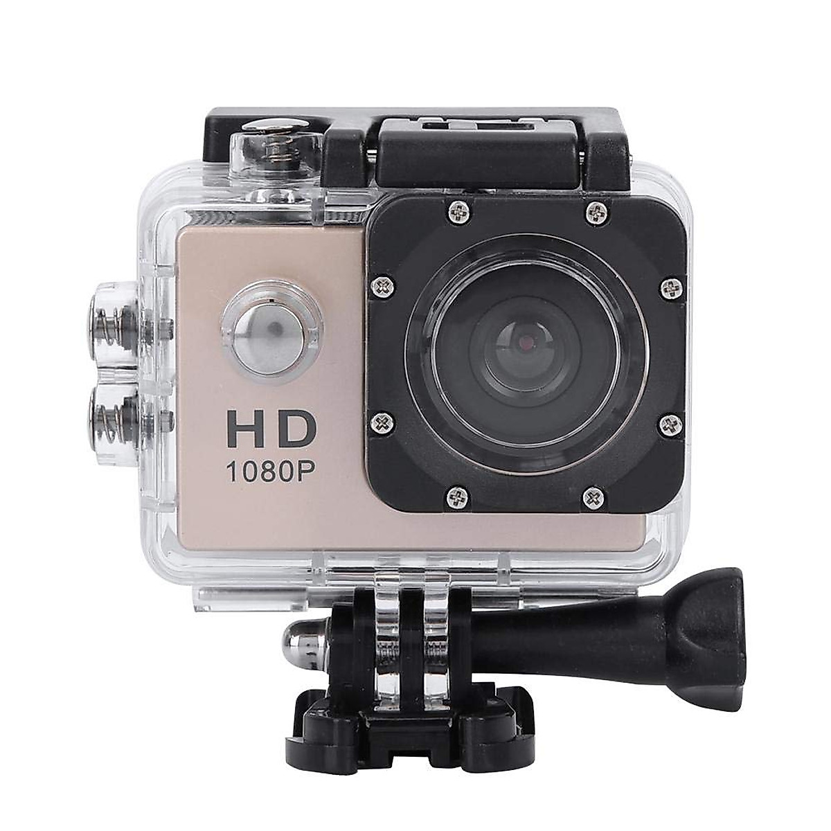 Bindpo Action Camera, 1080P 30fps 12MP 30M Sports Camera 2 Inch with Accessories for Vlogging, Diving, Skiing(Gold)