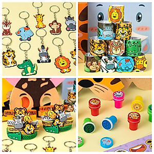 Jungle Safari Party Favors Set 92 PCS Wild Animals Set for Kids Birthday Gifts, Wild Theme Party favors for Kids Birthday Party Baby Shower Goodie Bag Fillers Jungle Safari Party Supplies (Animal Pro)