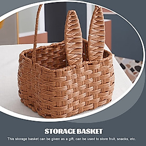 Cabilock Bread Basket Candy Gift Baskets Easter Bunny Basket Hanging Basket Toy Woven Basket with Handle Wicker Food Basket Snack Container Food Storage Holder Beach Rattan Laundry Basket