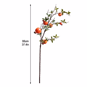 Warooma 3PCS 37.4 Inch Artificial Pomegranate Branches,Red Artificial Pomegranate Decoration for Home Office Restaurant Wedding Garden Photography (Red)
