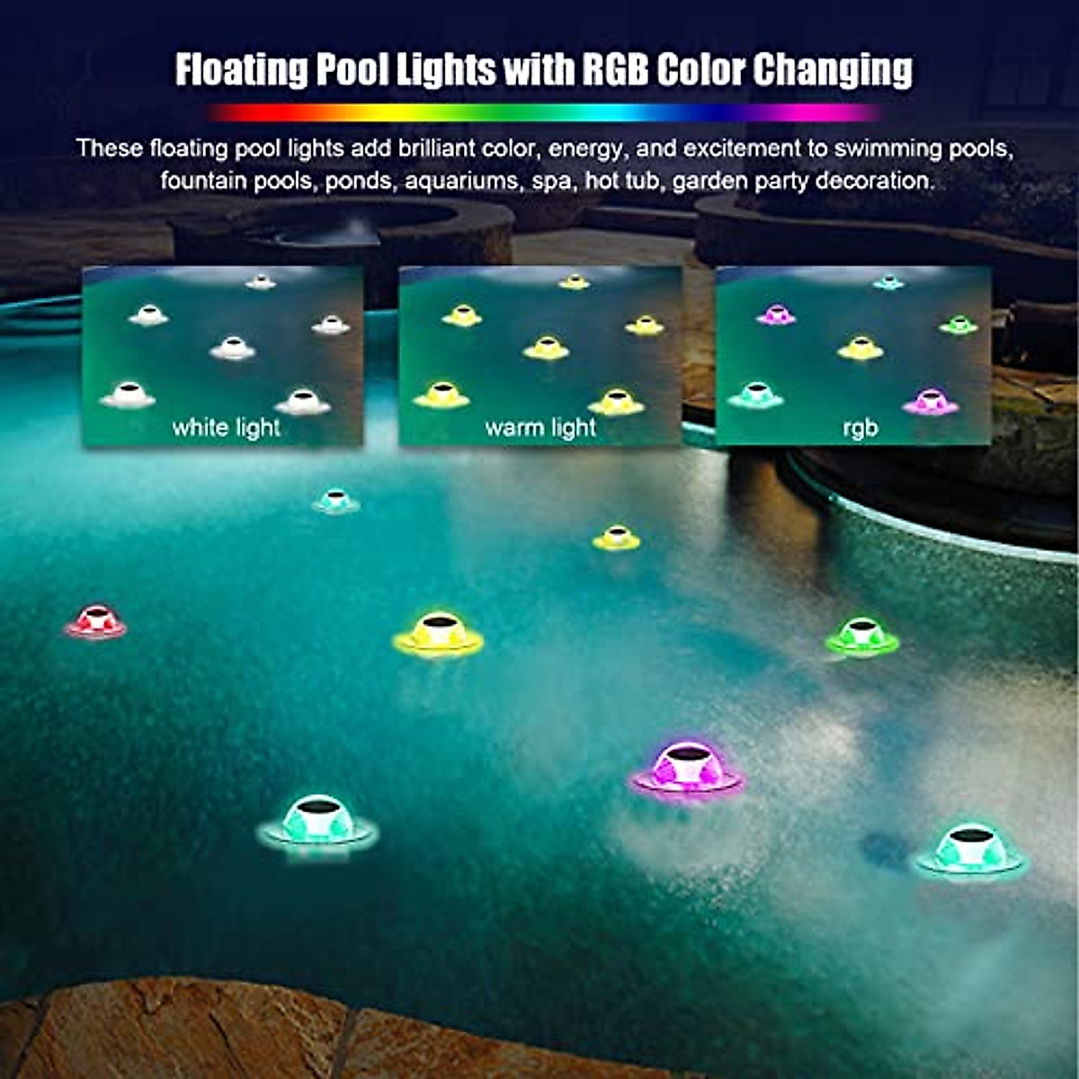 Floating Pool Lights - RGB Color Changing Waterproof LED Balls