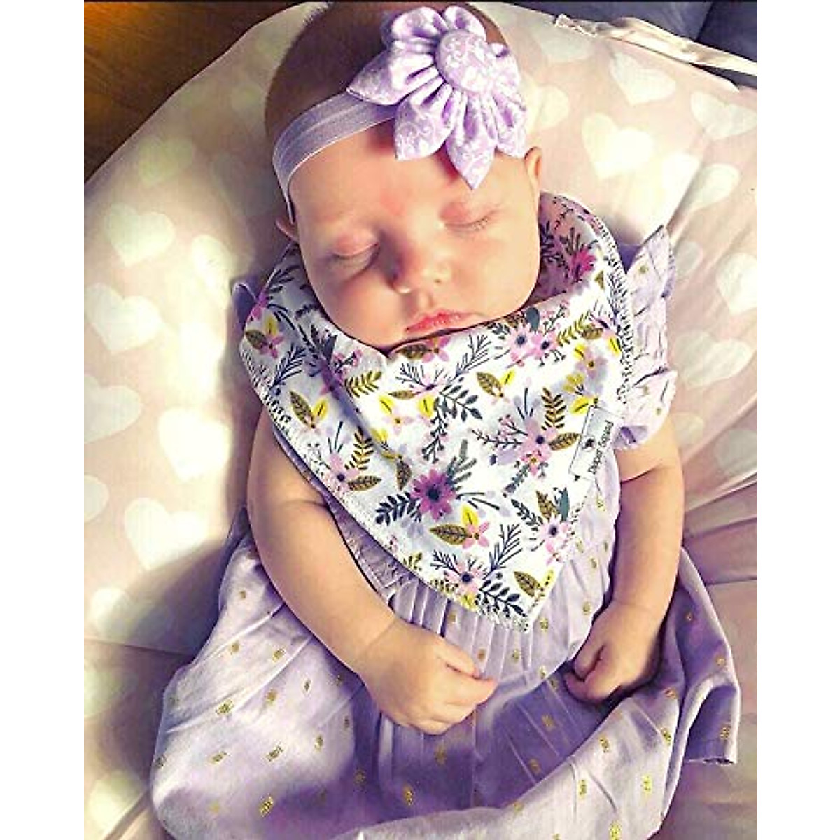 Diaper Squad 100% Organic Cotton Floral 10-Pack Baby Girl Drool Bandana Bibs Pink for Girls