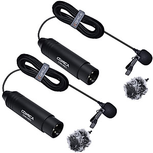 comica CVM-V02C XLR 48V Phantom Power Cardioid Lavalier Microphone,with Lapel Clip and Wind Muff,Lapel Mic for Camera Canon Sony Panasonic Camcorders Video Recording Interview YouTube