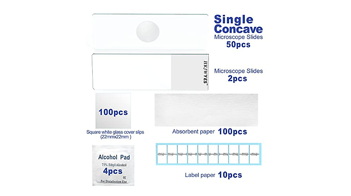 HKJWYES Microscope Kit: 50 Concave Slides, 100 Coverslips