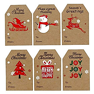 120 Pcs Brown Kraft Paper Christmas Gift Tags Stickers, Self Adhesive to and from Christmas Name Tags, Holiday Present Stickers 2‘’ x 3‘’ Christmas Labels for Wrapping papers Gift Bag Decoration Party