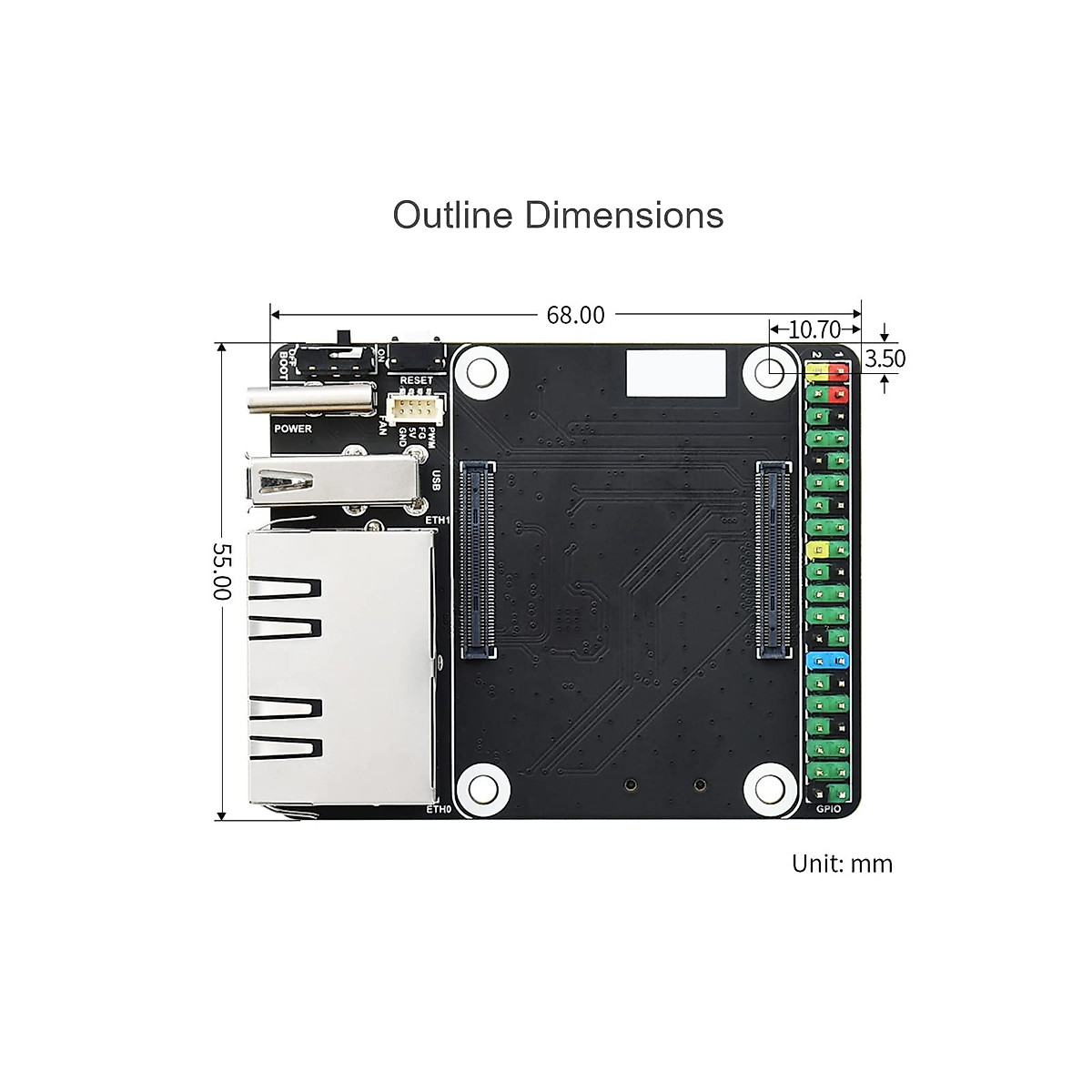 Mini Dual Gigabit Ethernet Base Board for Raspberry Pi Compute Module 4 CM4, Onboard ETH/Micro SD/USB Interfaces, Suitable for Evaluating The Raspberry Pi CM4 or Being Integrated into End Products