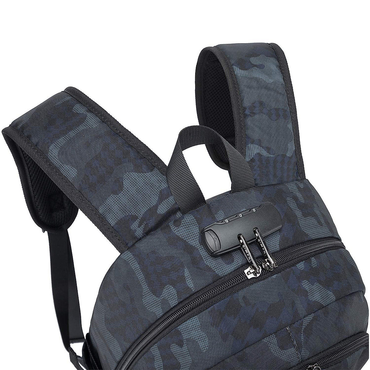 Tzowla Anti-Theft Business Laptop Backpack, Water Resistant, 15.6 Inch, Navy Blue Camo, Unisex