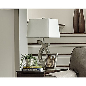 Signature Design by Ashley Amayeta Modern 28" Art Sculptured Design Table Lamp, 2 Count, Silver