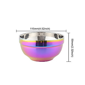 Soup Bowls Set, Tikitsen Stainless Steel Rainbow 4.5-inch Round Small Salad Bowl for Side Dishes, Fruit, Oatmeal, Dipping Sauces, Nuts, Ice Cream Bowls Service