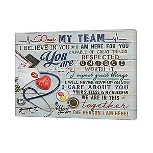 In This Office Canvas Wall Art Nurse Cap Stethoscope Painting For Wall Medical Staff Team Prints Dear My Team Nurses Gifts Artwork Inspirational Quotes Poster Framed Wall Decor For Office Decoration