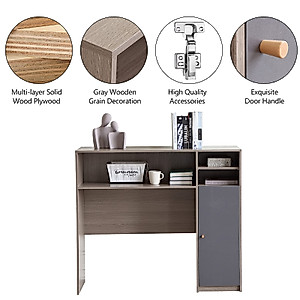 FUNROLUX Folding Dining Table and Sideboard Cabinet and Folding Dining Chairs 2 Pack, Movable Kitchen Table and Buffet Cabinet with Storage Space (Grey)