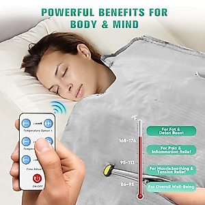 RELOIVE Far Infrared Sauna Blanket, Portable Infrared Sauna for Home Relaxation - Infrared Blanket Sauna with 95-176℉ Temp Range, Home Sauna Heating with Remote, Calm Your Body and Mind