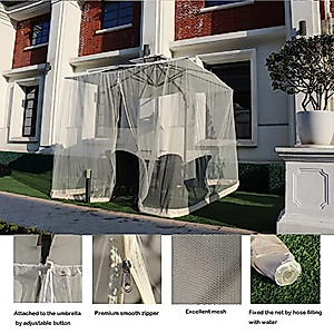 DLATRE Umbrella Mosquito Netting for Patio Umbrella Canopy Curtains Mesh Net Cover Outdoor 9FT-10FT Bug Net with Zipper Door and Adjustable Rope(Beige)