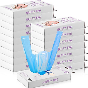 1600 Count Baby Disposable Diaper Bags Scented Diaper Sacks with Tie Handle Disposal Diaper Trash Bags Baby Poop Bags Waste Bag Refill (Blue)