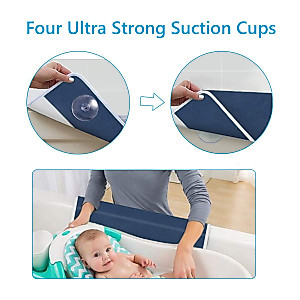 Baby Bath Kneeler and Elbow Rest -1.5" Thick Kneeling Pad with Toy Organizer - Large Safty Kneeler Mat for Tub Bathing and Bathroom Time - Detachable and Foldable Child Bath Tub Mat - Royal Blue